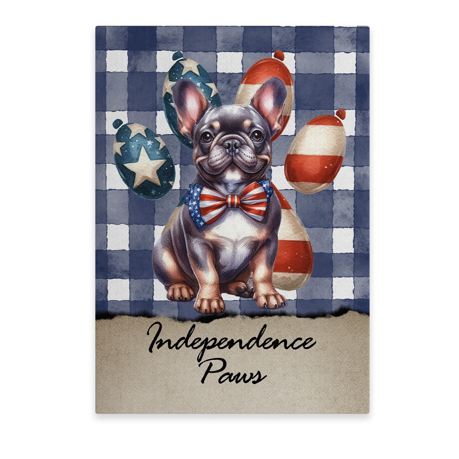Patriotic French Bulldog 4th of July Independence Paws Vertical Matte ...