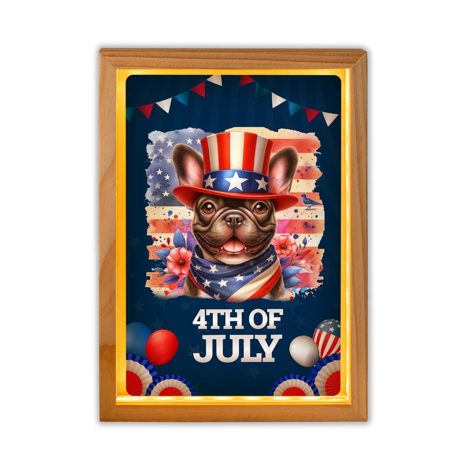 Patriotic French Bulldog Celebrates 4th of July Acrylic Plaque with ...