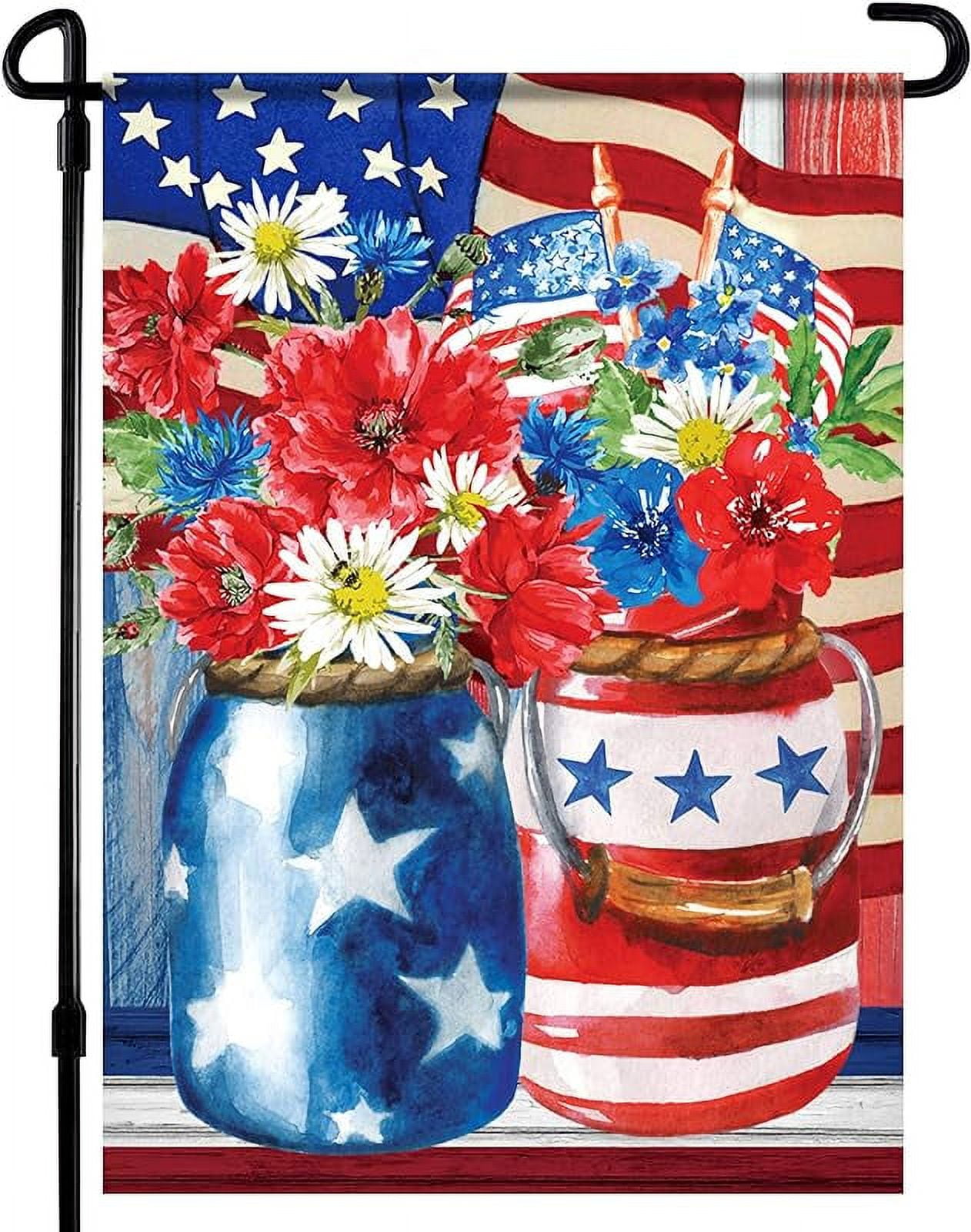 Patriotic Garden Flag - 12.5 x 18 inch Double-Sided Print Art Memorial ...