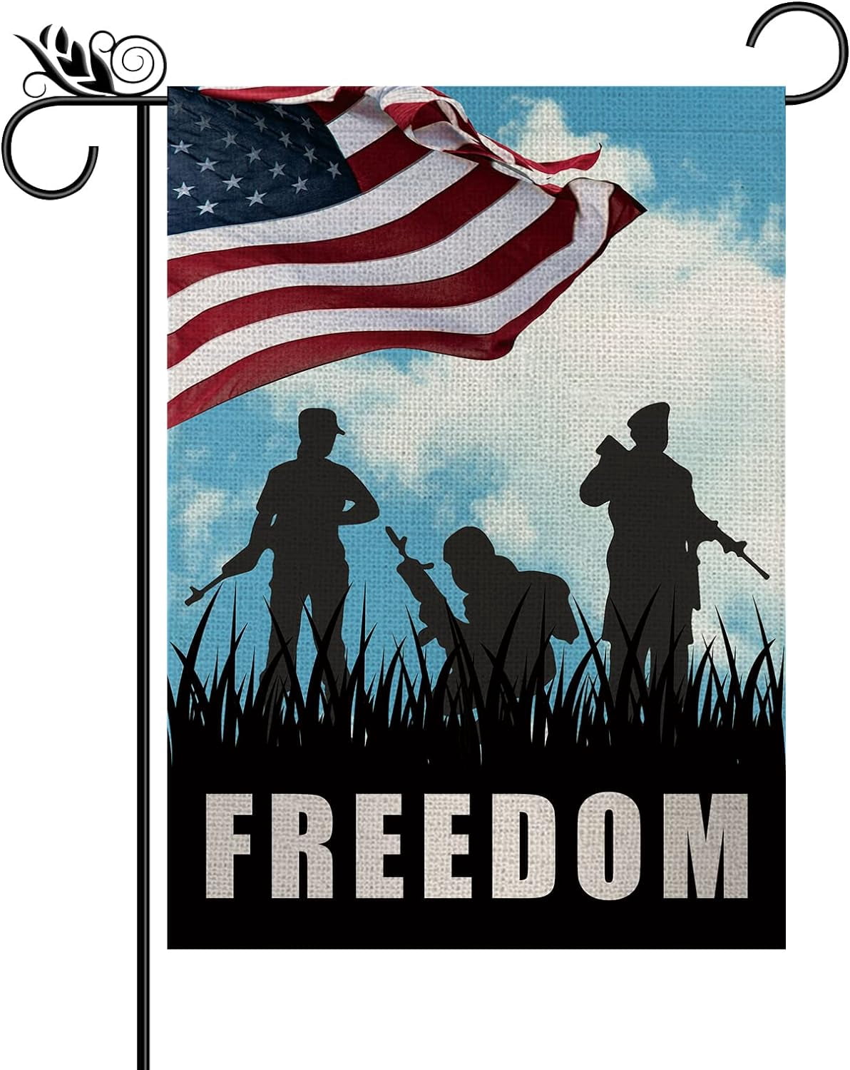 Patriotic Garden Flag Soldier Freedom 4th of July USA Flags Double ...