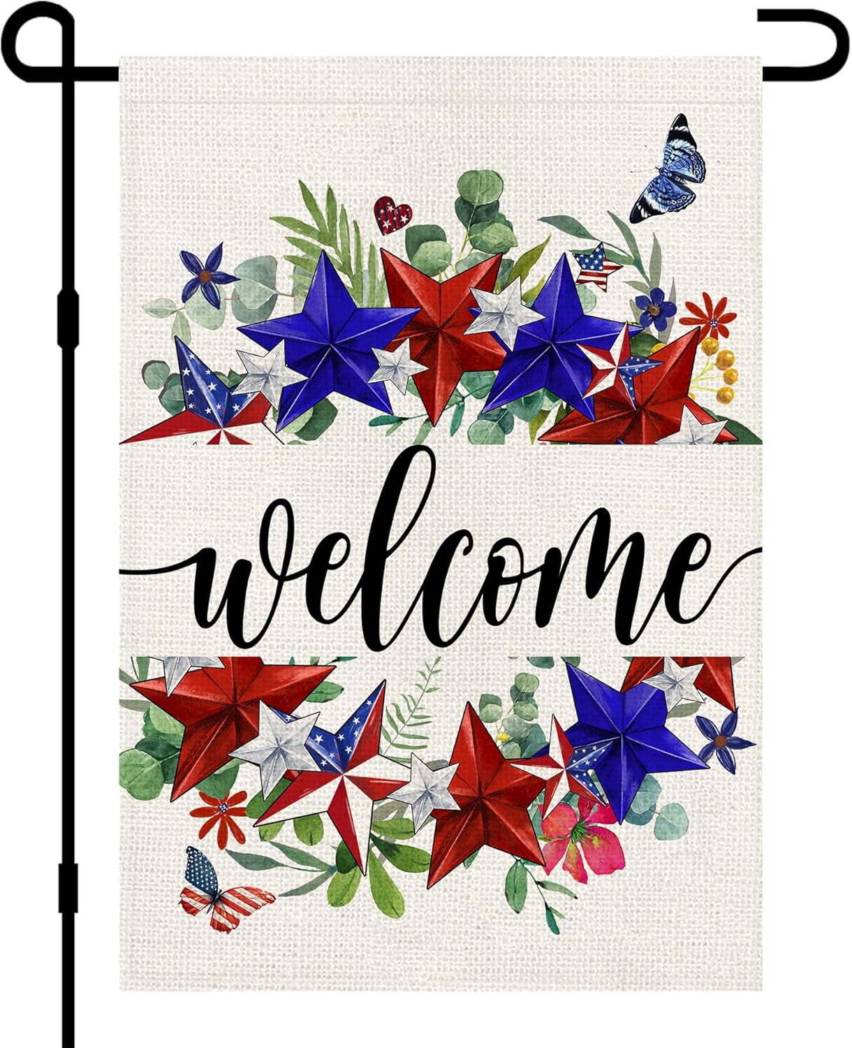 Patriotic Garden Flags Double Sided Outside, Welcome 4th of July ...