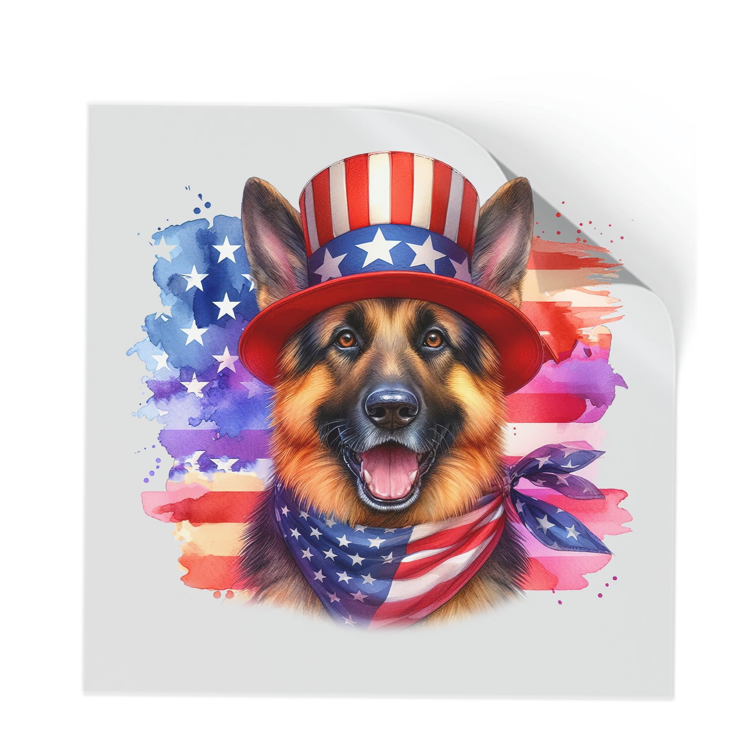 Patriotic German Shepherd Celebrates 4th of July Cutout Transfer ...