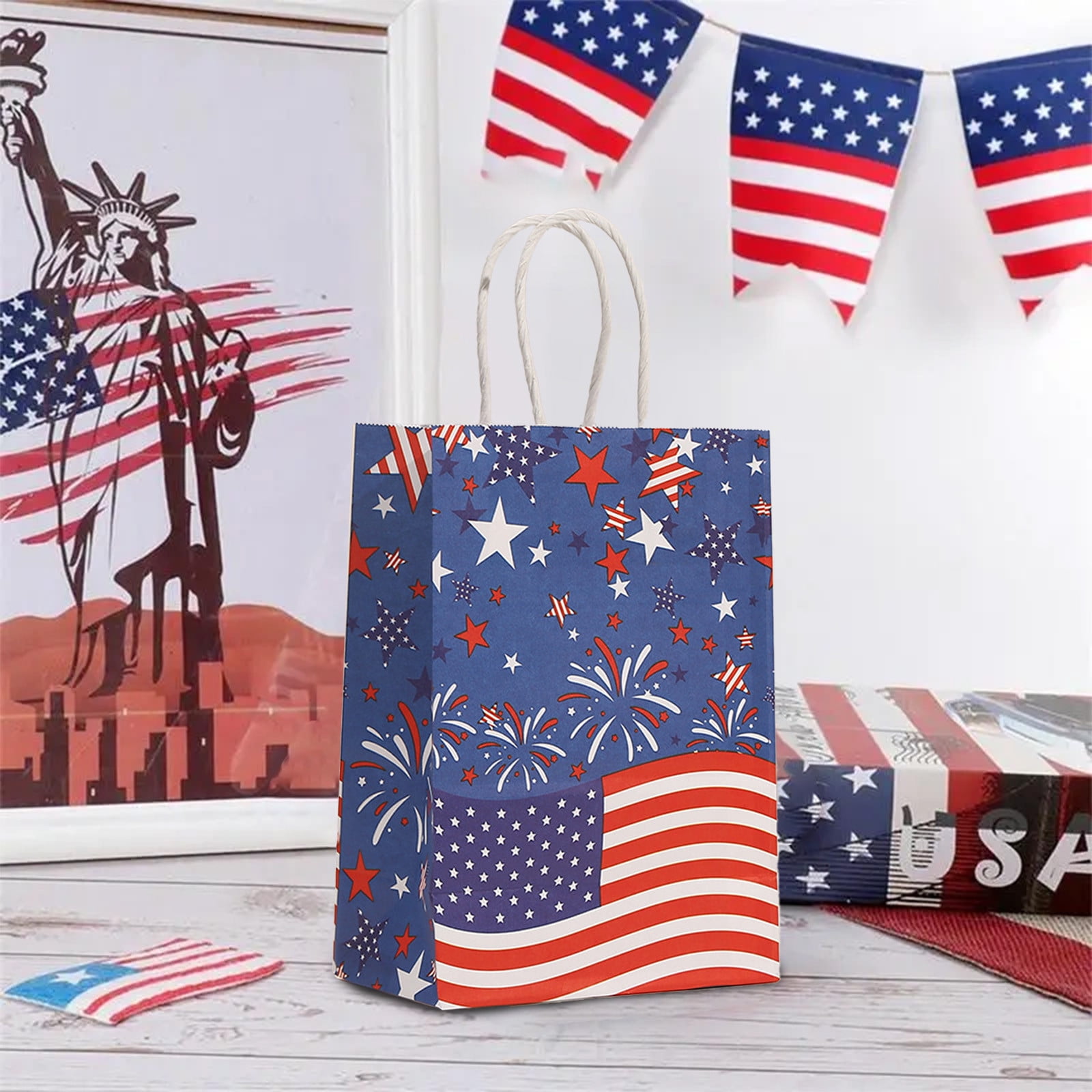 Patriotic Gift Bags with Handles, 12 Pieces Pack American Flag Party ...