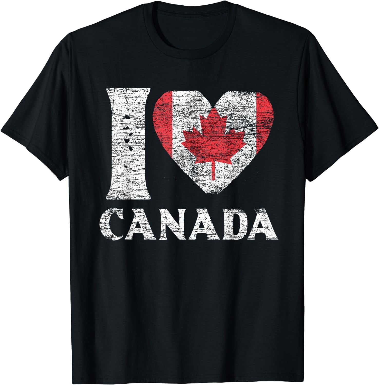Patriotic Gift Heart Canadian Flag I Love Canada T-Shirt Black Medium ...