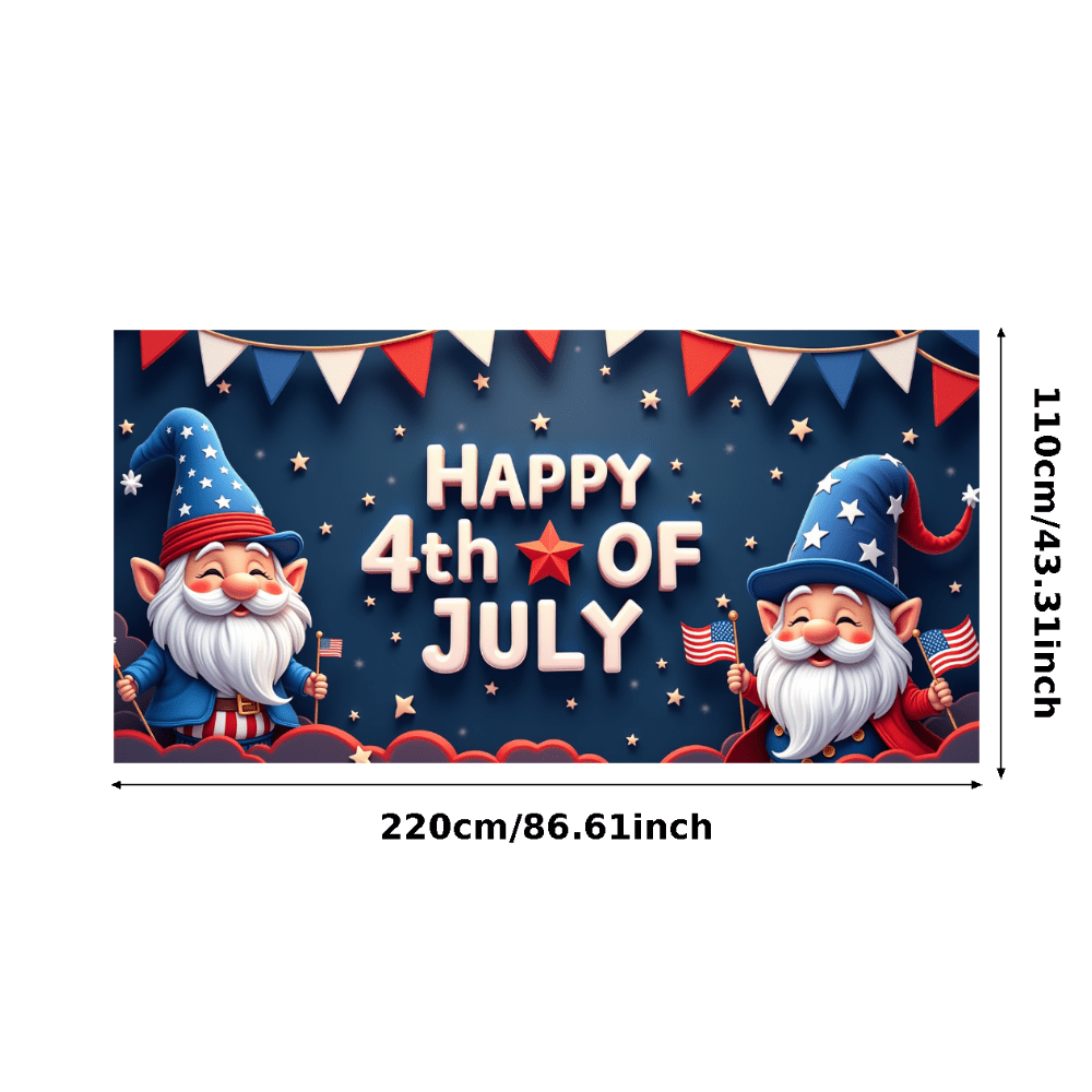 Patriotic Gnome Independence Day Banner Star Design July 4th Gnome ...