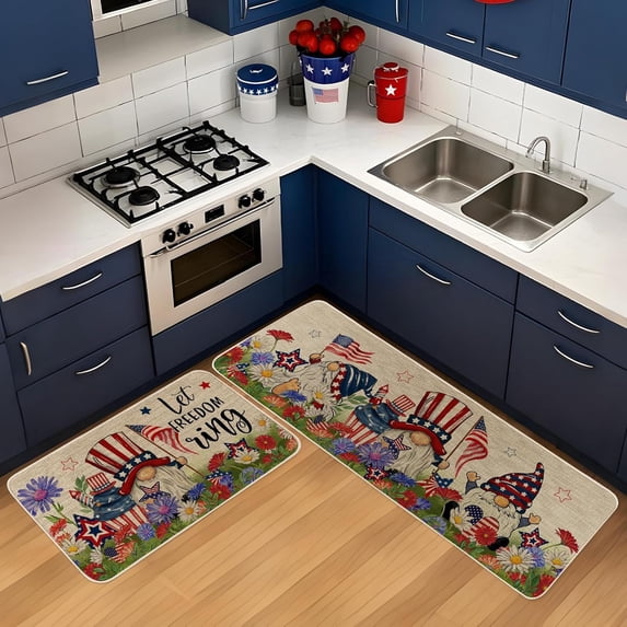 Patriotic Gnome Kitchen Rugs Set of 2 - Walmart.com
