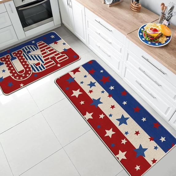Patriotic Gnome Kitchen Rugs Set of 2 - Walmart.com