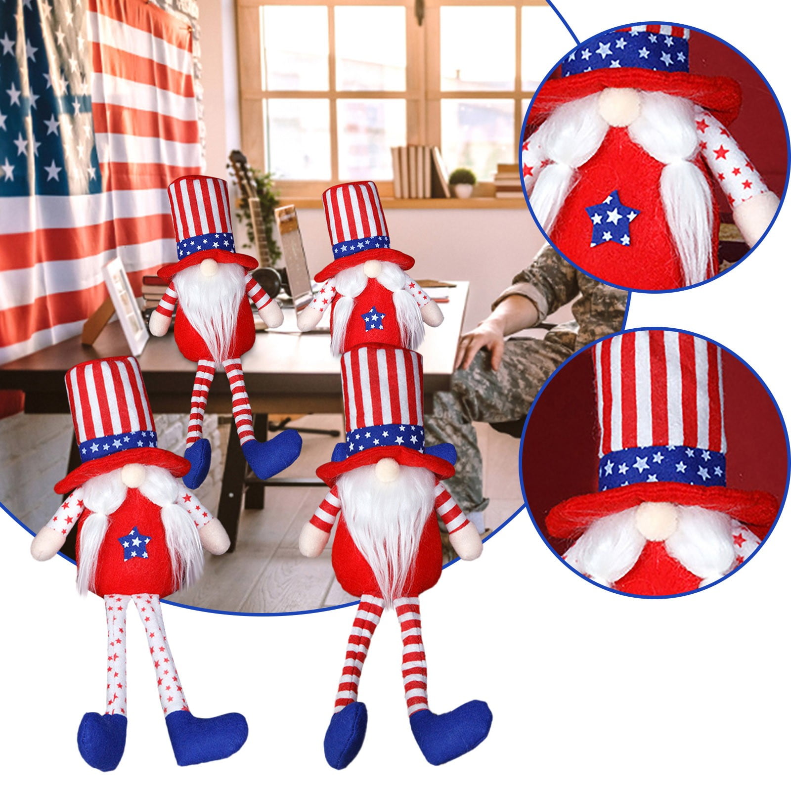 Patriotic Gnomes 4th Of July Patriotic Gnome Plush Decoration Handmade Faceless Doll Red White ...