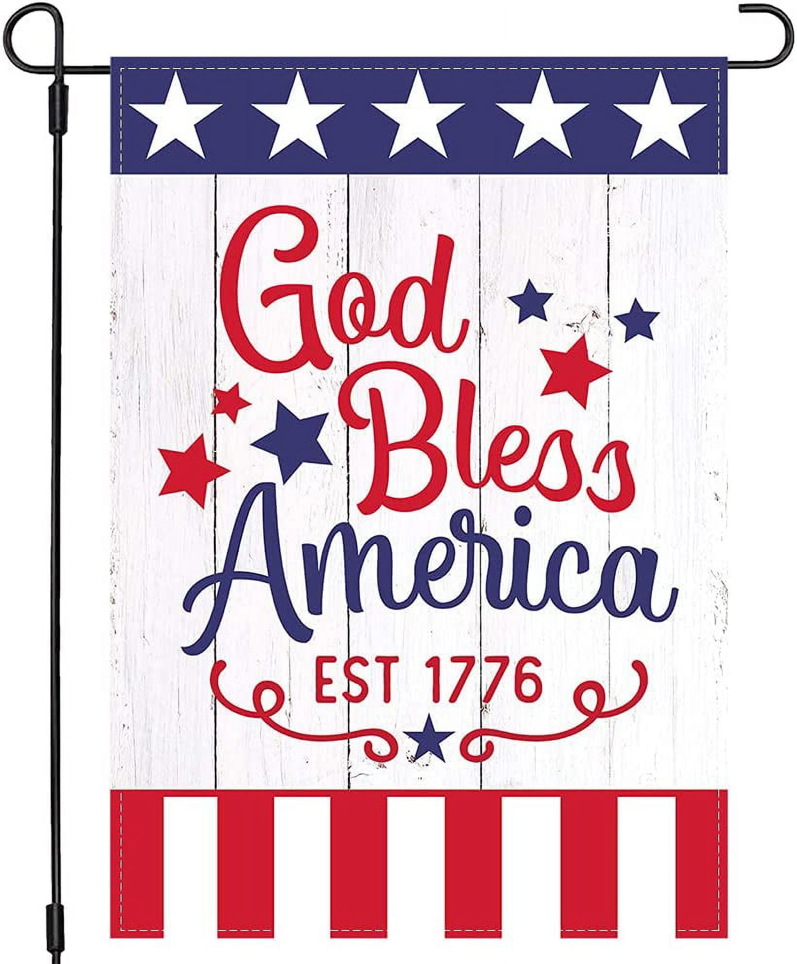 Patriotic God Bless America 4th of July Garden Flag Double Sided, Small ...