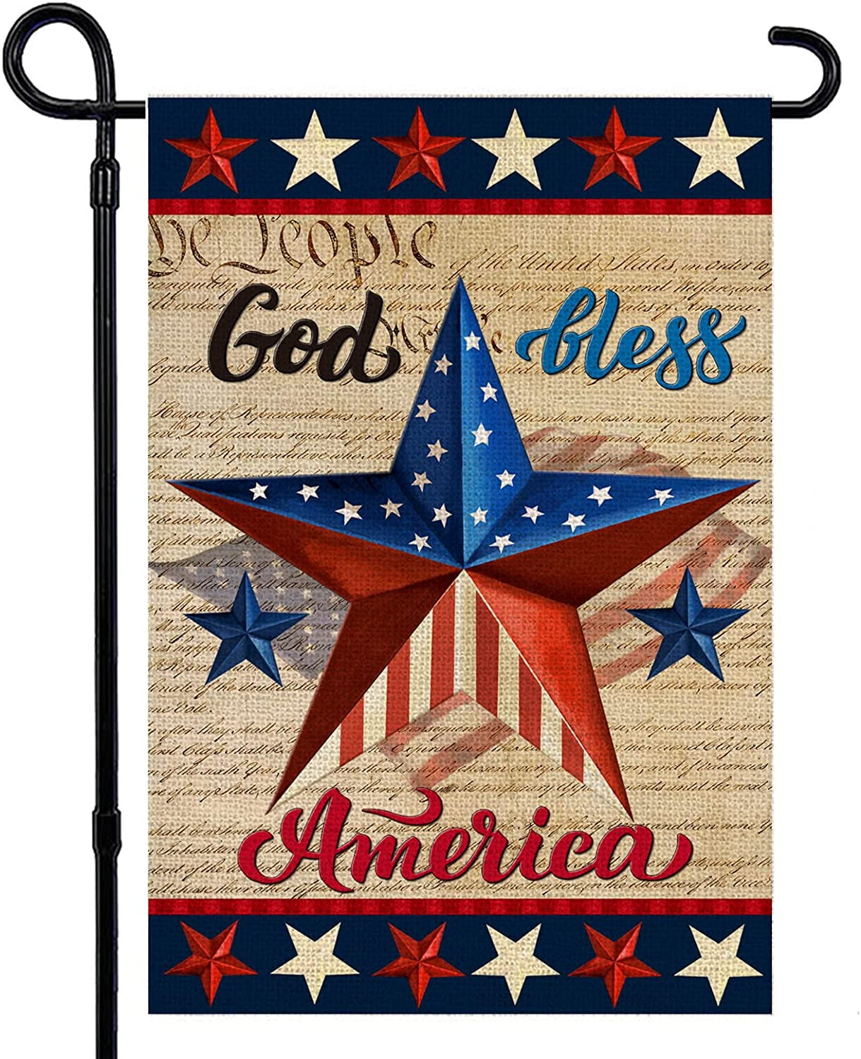 Patriotic God Bless America 4th of July Garden Flag Vertical Double ...