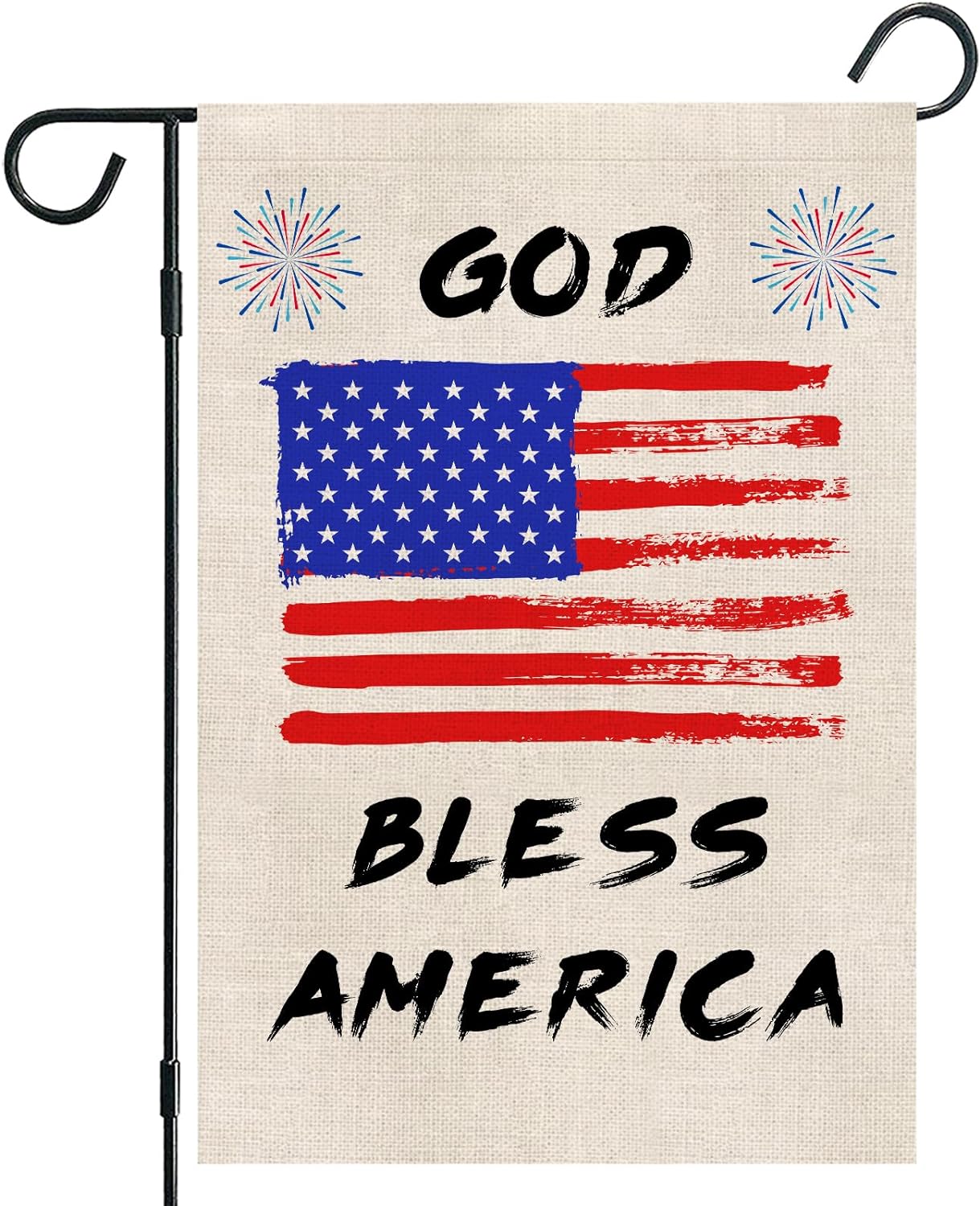 Patriotic God Bless America Garden Flag 4th of July Small Double Sided Readable Yard Welcome ...