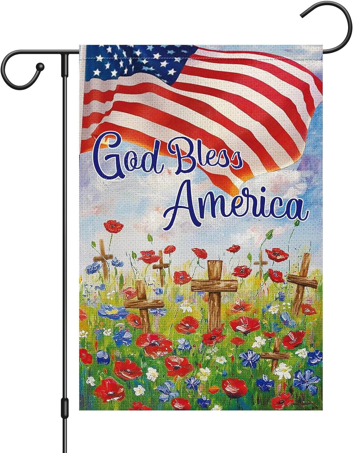 Patriotic God Bless America Garden Flag Double Sided Cross Floral 4th ...