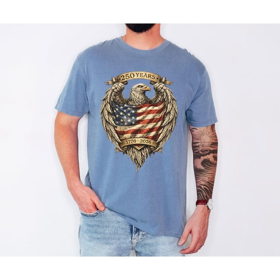 Patriotic Graphic Tee Marking America’s 250th Anniversary with Retro ...