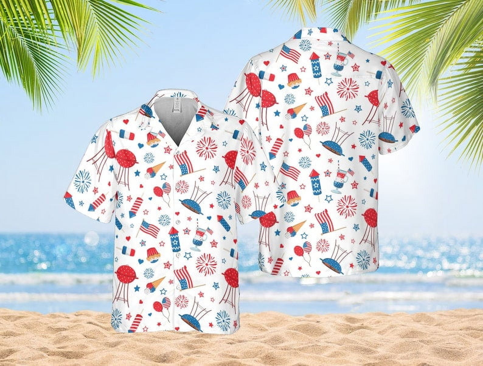 Patriotic Grilling BBQ Smoke Hawaiian Shirt, Barbecue Shirt, Happy 4th ...