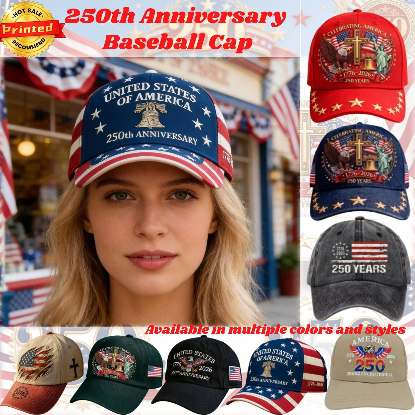 Patriotic Hats for Men, USA 250th Anniversary Cap, 250th Anniversary ...