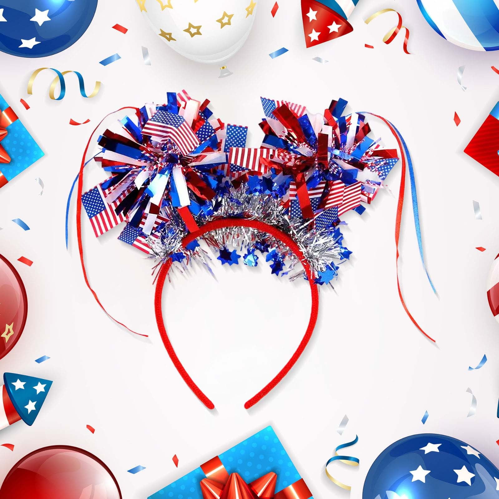 Patriotic Head Boppers Headband - Star Uncle Sam Hat Balloons- Fourth ...