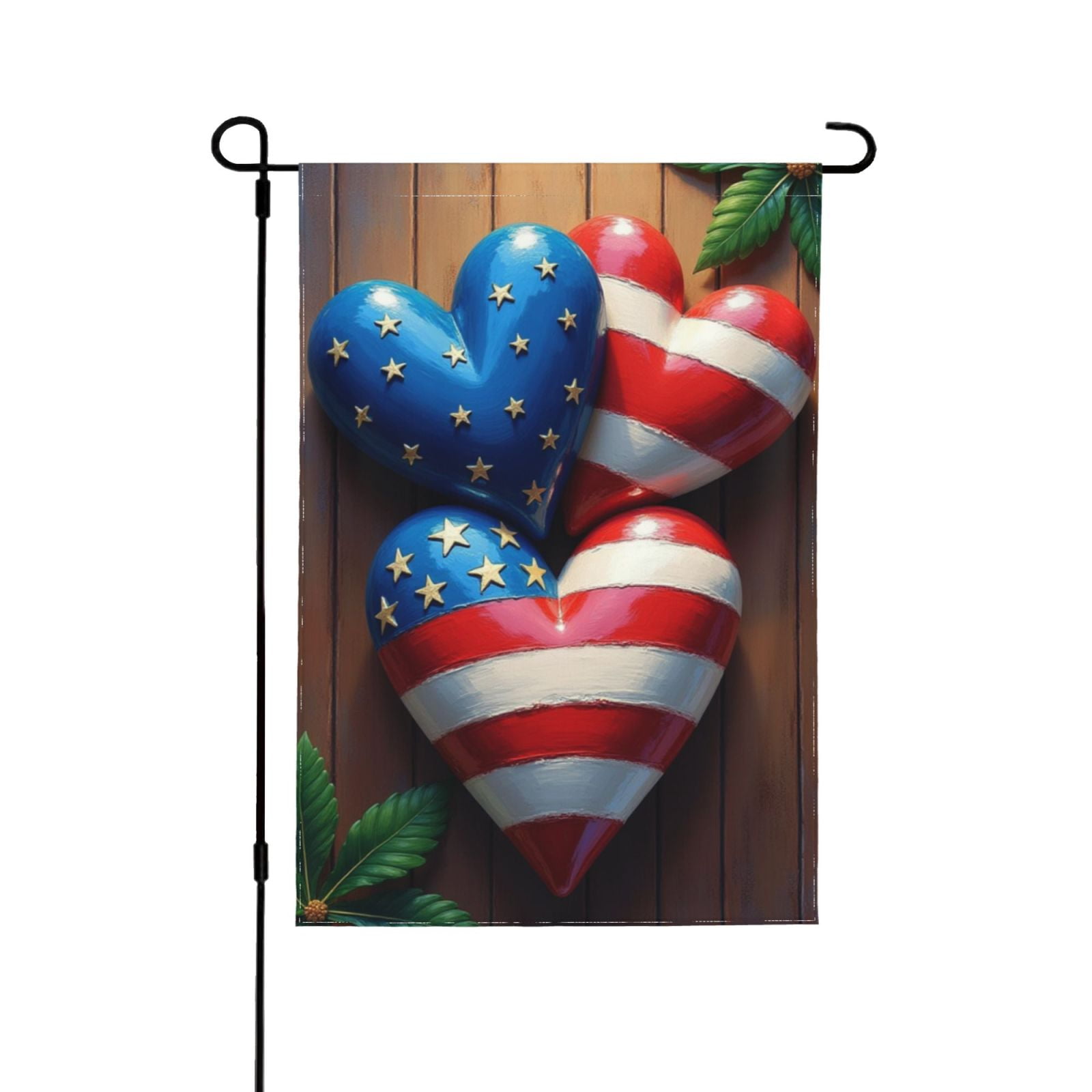 Patriotic Heart Garden Flag Double Sided 12x18 Inch American Flag ...