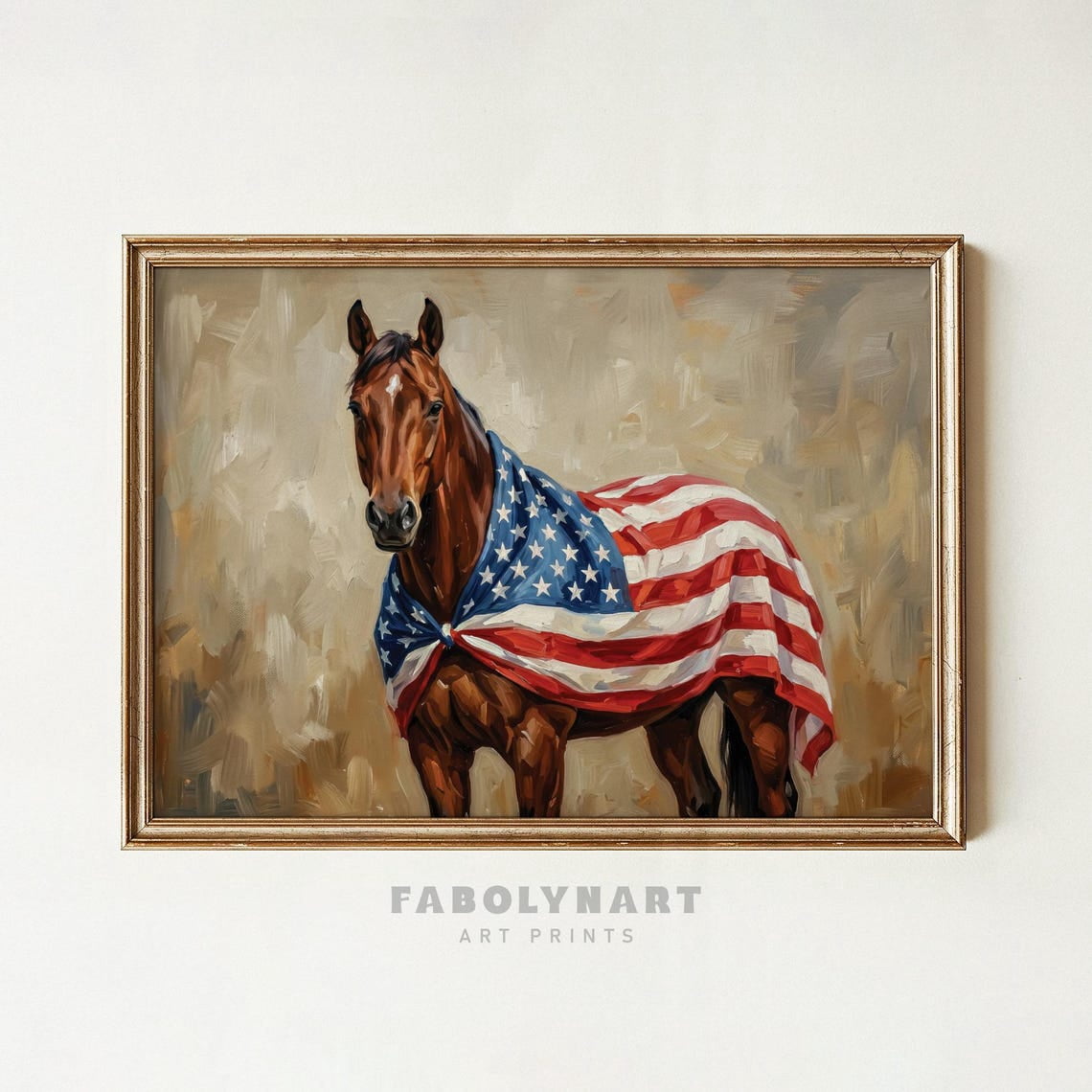 Patriotic Horse American Flag Animal Painting Farm Animal Lover Poster ...