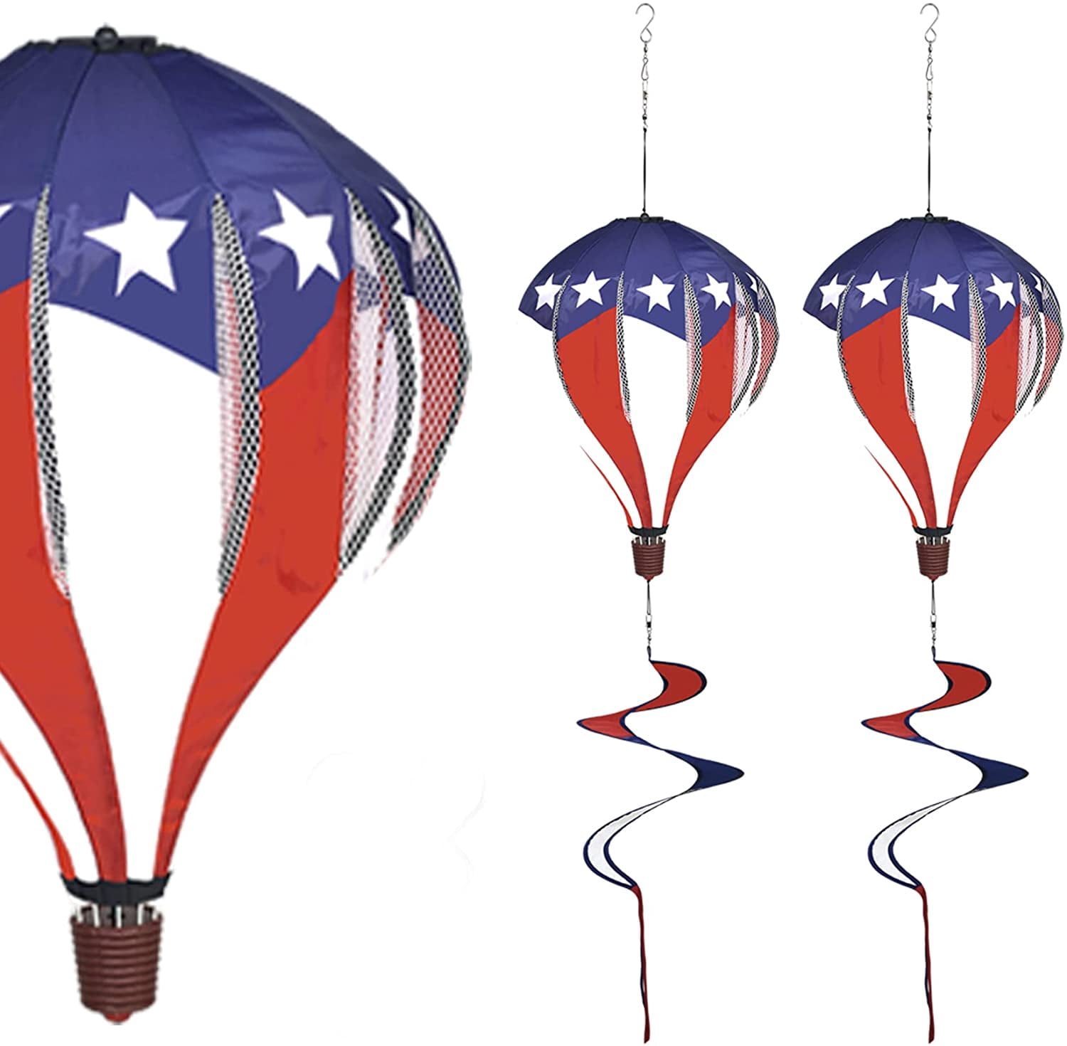 Patriotic Hot Air Balloon Garden Wind Spinners Giant Flag Pinwheels ...