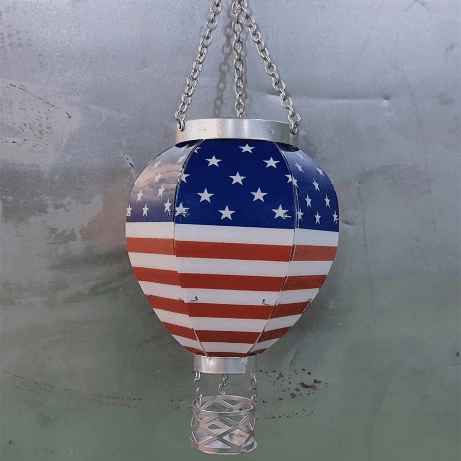 Patriotic Hot Air Balloon Wind Chime American Flag Themed Outdoor Decor ...