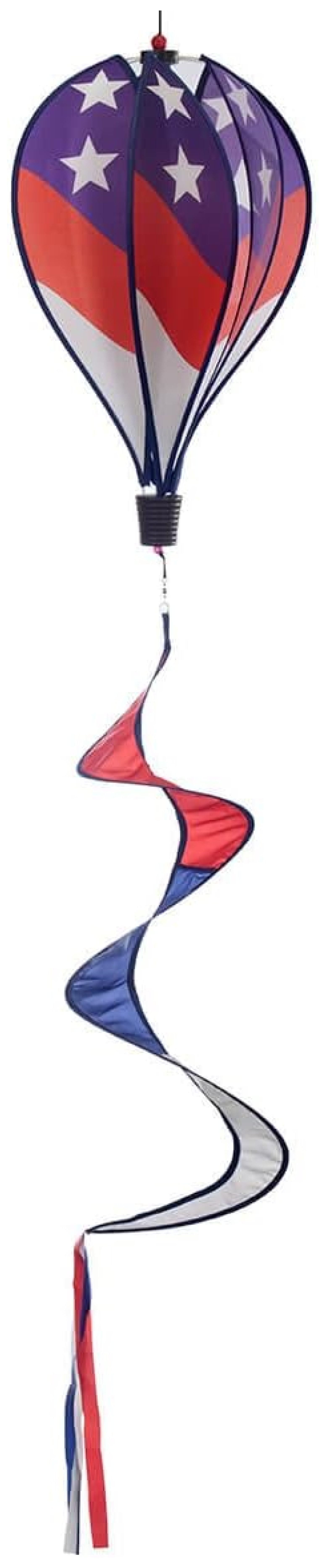 Patriotic Hot Air Balloon Wind Spinner - Decorative Red, White and Blue ...
