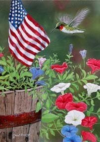 Patriotic Hummingbird Garden Size 28 X 40 inch " Decorative Flag ...