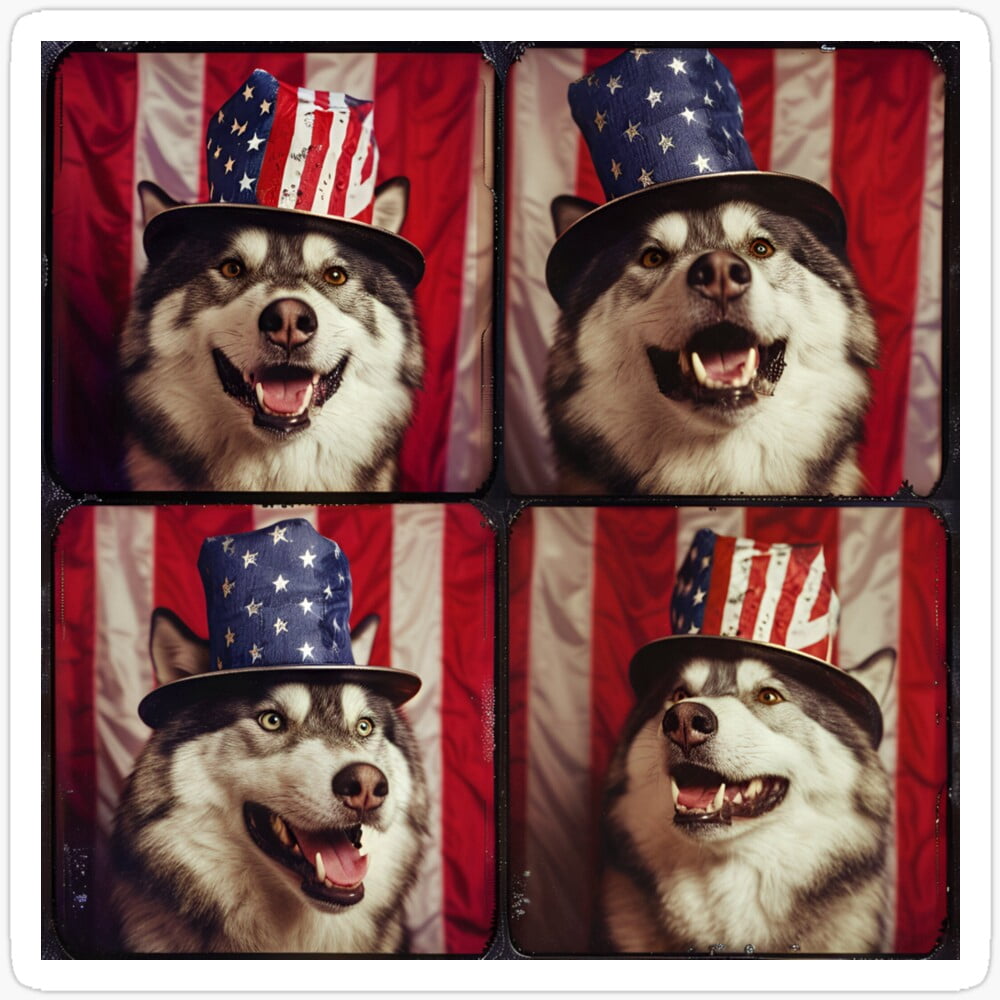 Patriotic Husky Dog With American Flag 4Th Of July Usa Husky Dog ...
