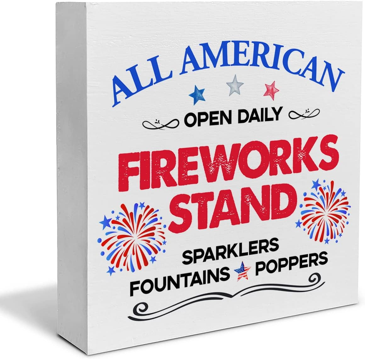 Patriotic Independence Day Fireworks Decorative Wooden Box Sign 4th of ...