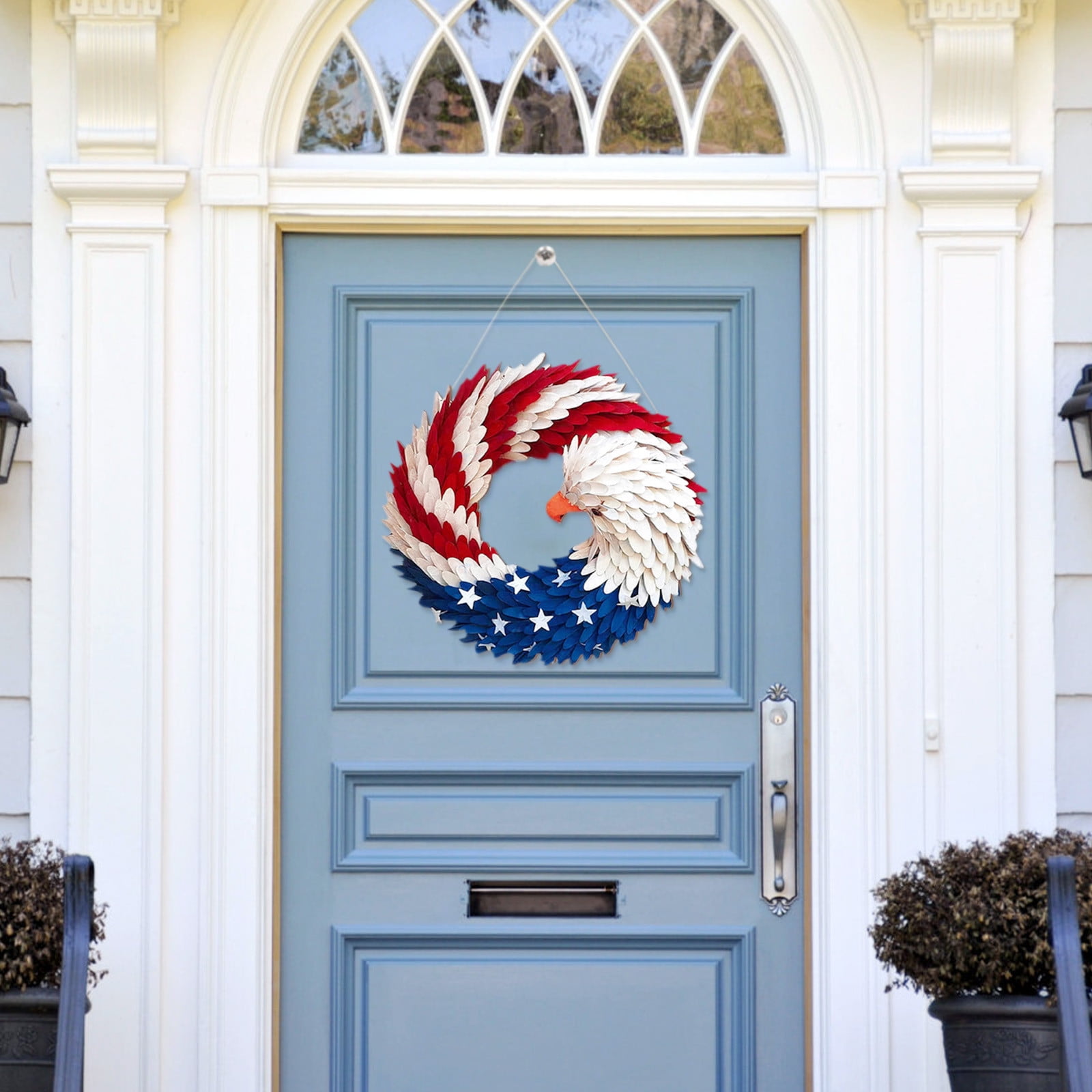 Patriotic Independence Day Wreath, Handwoven American Flag Themed ...