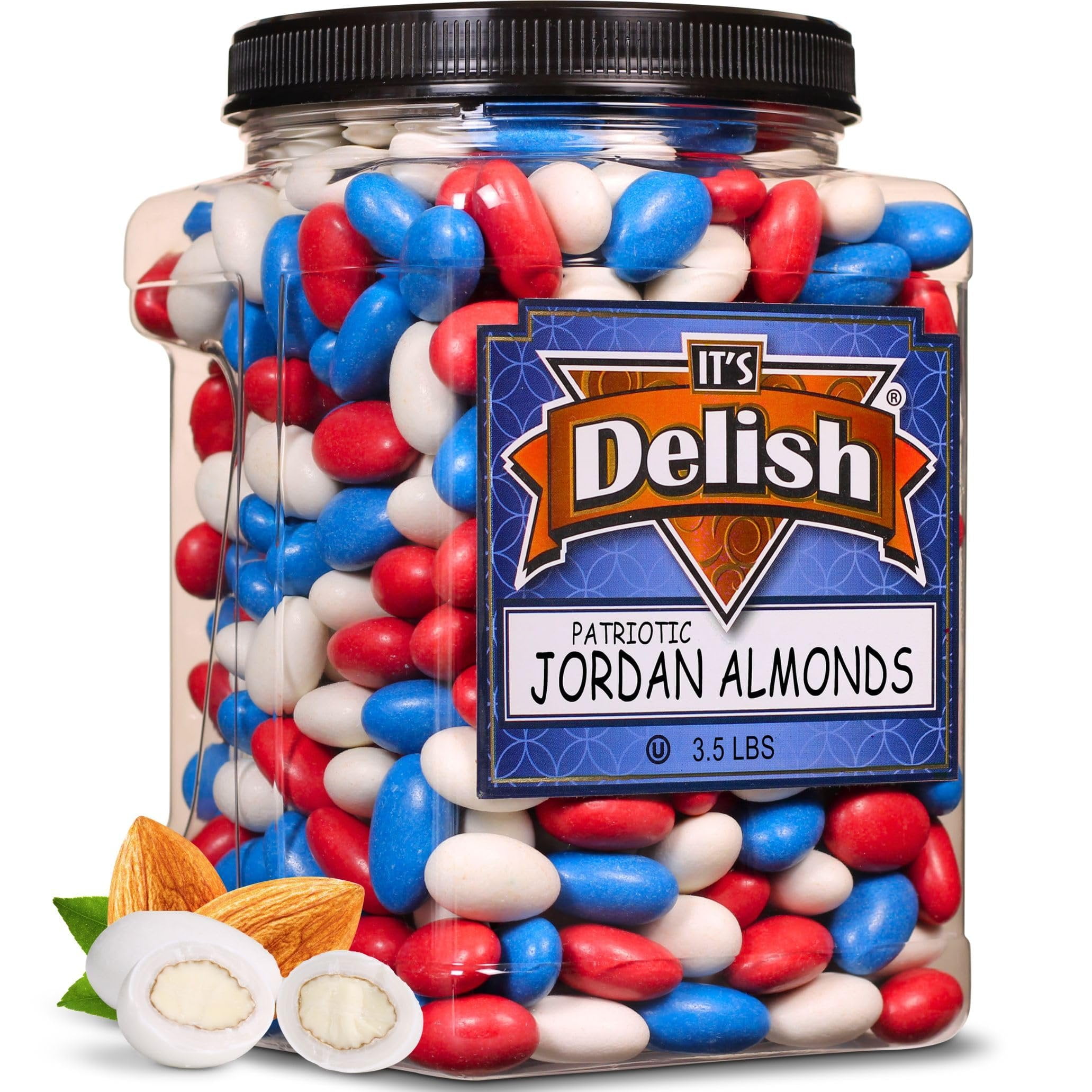 Patriotic Jordan Almonds Medley by It's Delish, 3.5 lbs Jumbo Container ...