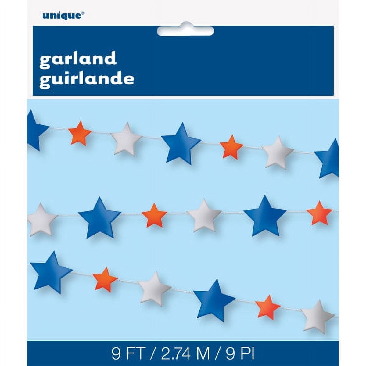 Patriotic July 4th Red Silver Blue Stars Garland 9 Ft - Walmart.com