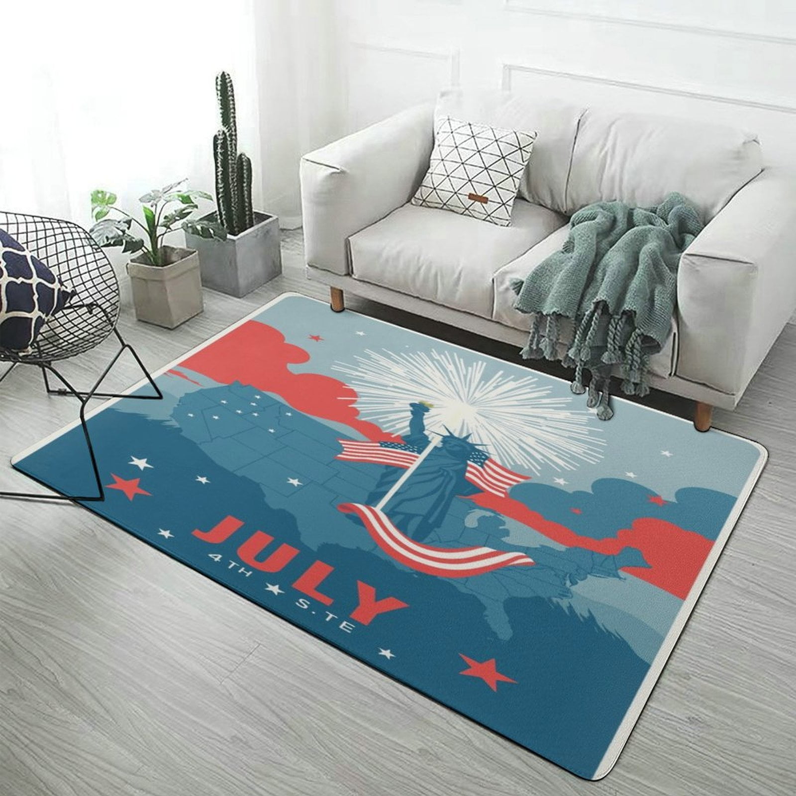 Patriotic July Fourth Celebration Carpet Large Size Living Room ...