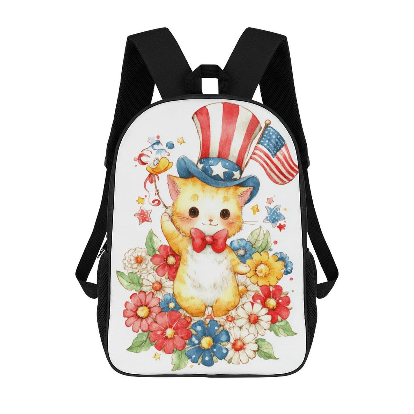 Patriotic Kitten Flowers Fourth July Fun Teenage Backpack Middle ...