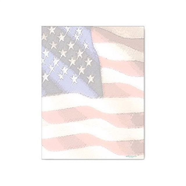 Patriotic Letterhead - American Flag Stationery - 8.5 x 11-60 USA ...