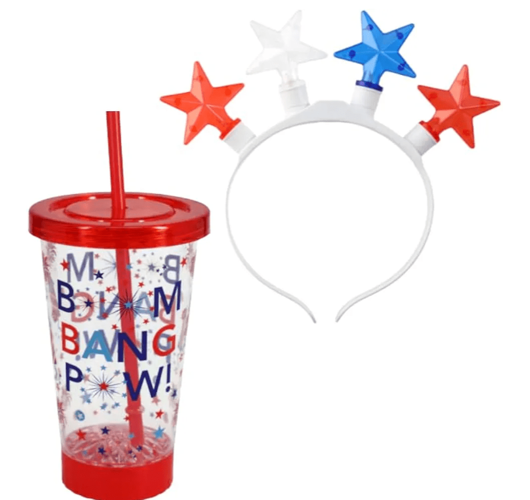 Patriotic Light Up Tumbler and Star Light Up Headband Set - Walmart.com