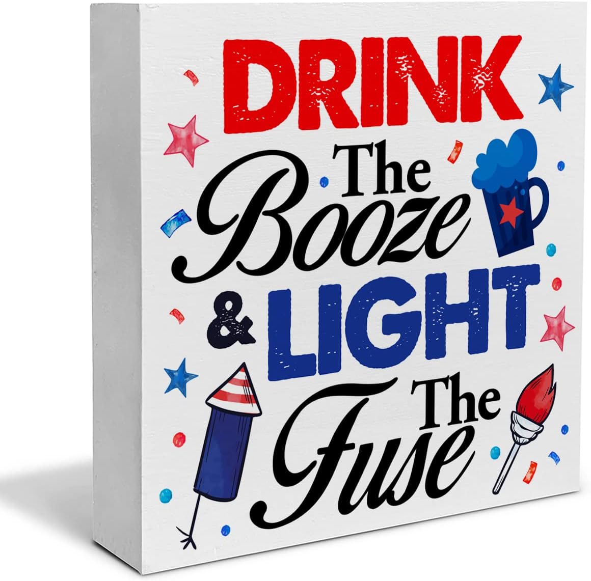 Patriotic Light the Fuse Decorative Wooden Box Sign 4th of July ...
