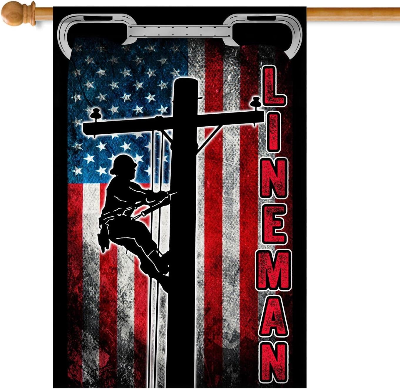 Patriotic Lineman Flag American US (28" x 40") USA House Flag Premium Decorative Yard Outdoor ...