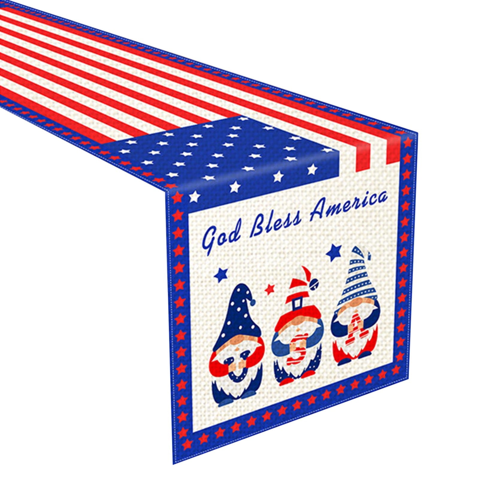 Patriotic Linen Table Flag - Red White Blue Independence Day Decor for ...