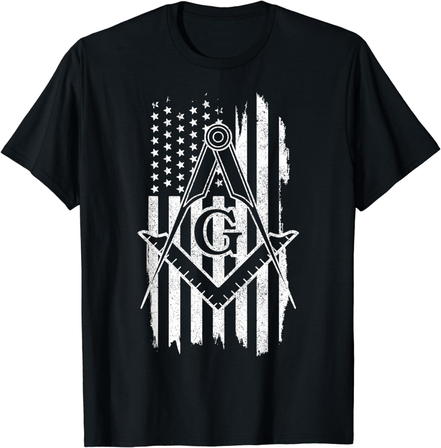Patriotic Mason American Flag Square Compass Masonic Shriner T-Shirt ...