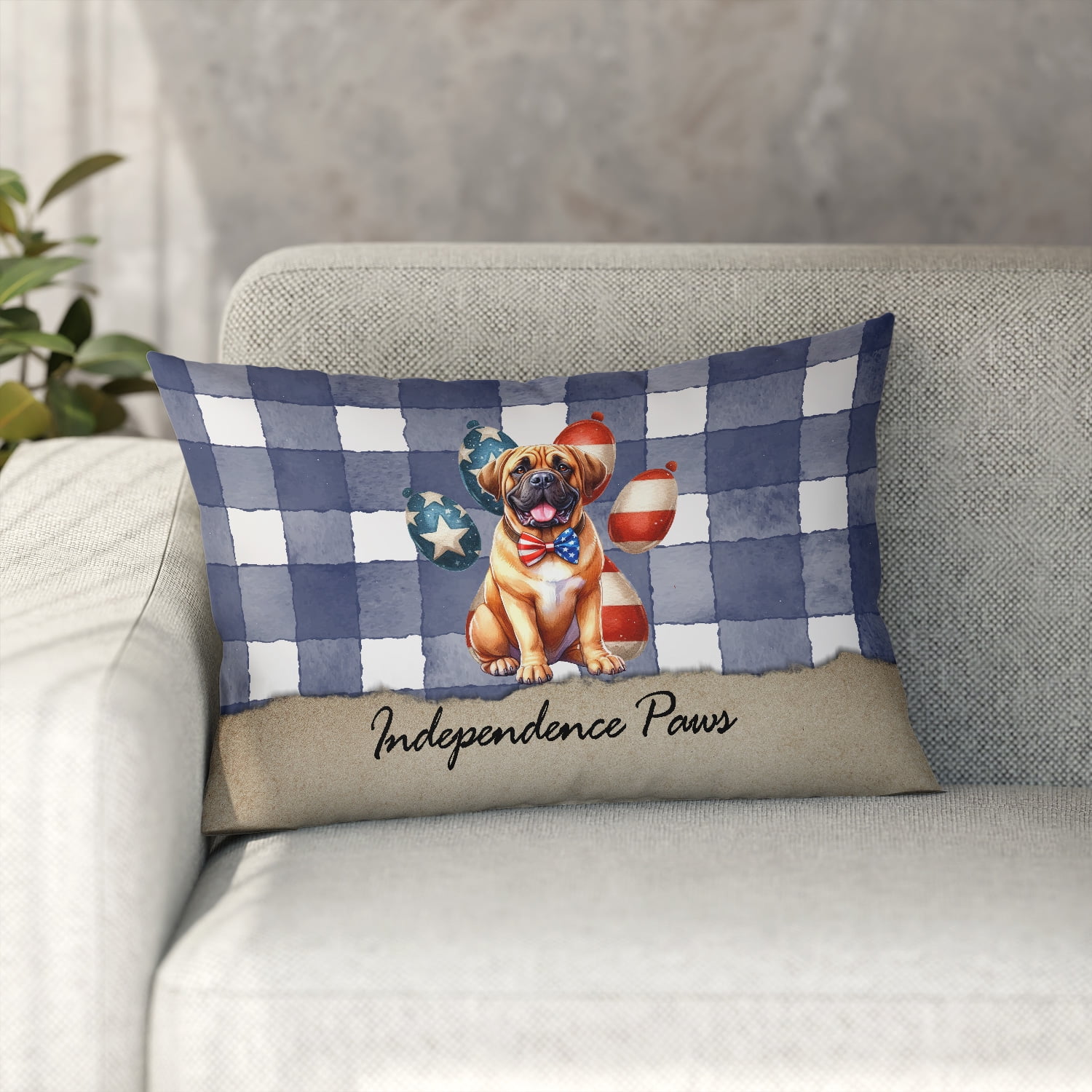 Patriotic Mastiff 4th of July Independence Paws Pillowcase Double Sided ...