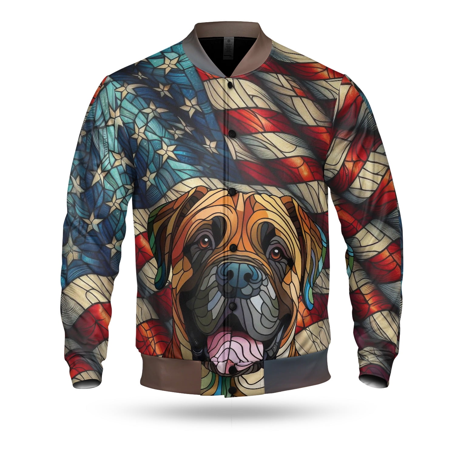 Patriotic Mastiff Stained Glass Portrait American Flag All Over Print ...