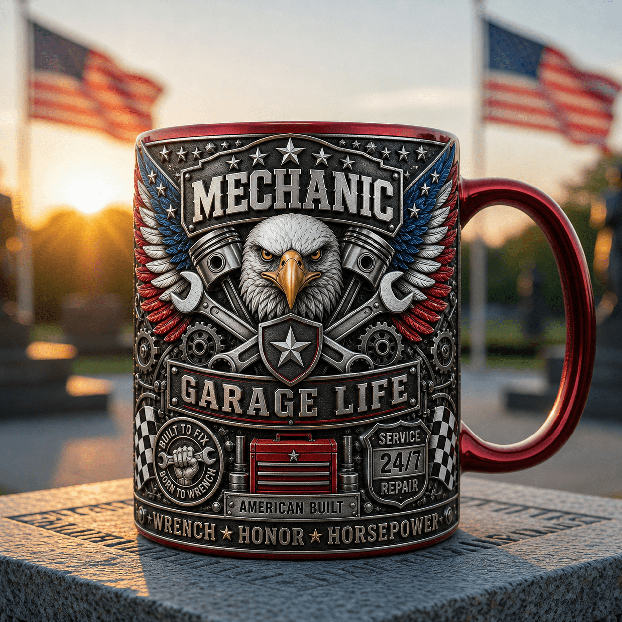Patriotic Mechanic 3D Effect Mug, Garage Life Coffee Cup for Mechanics ...