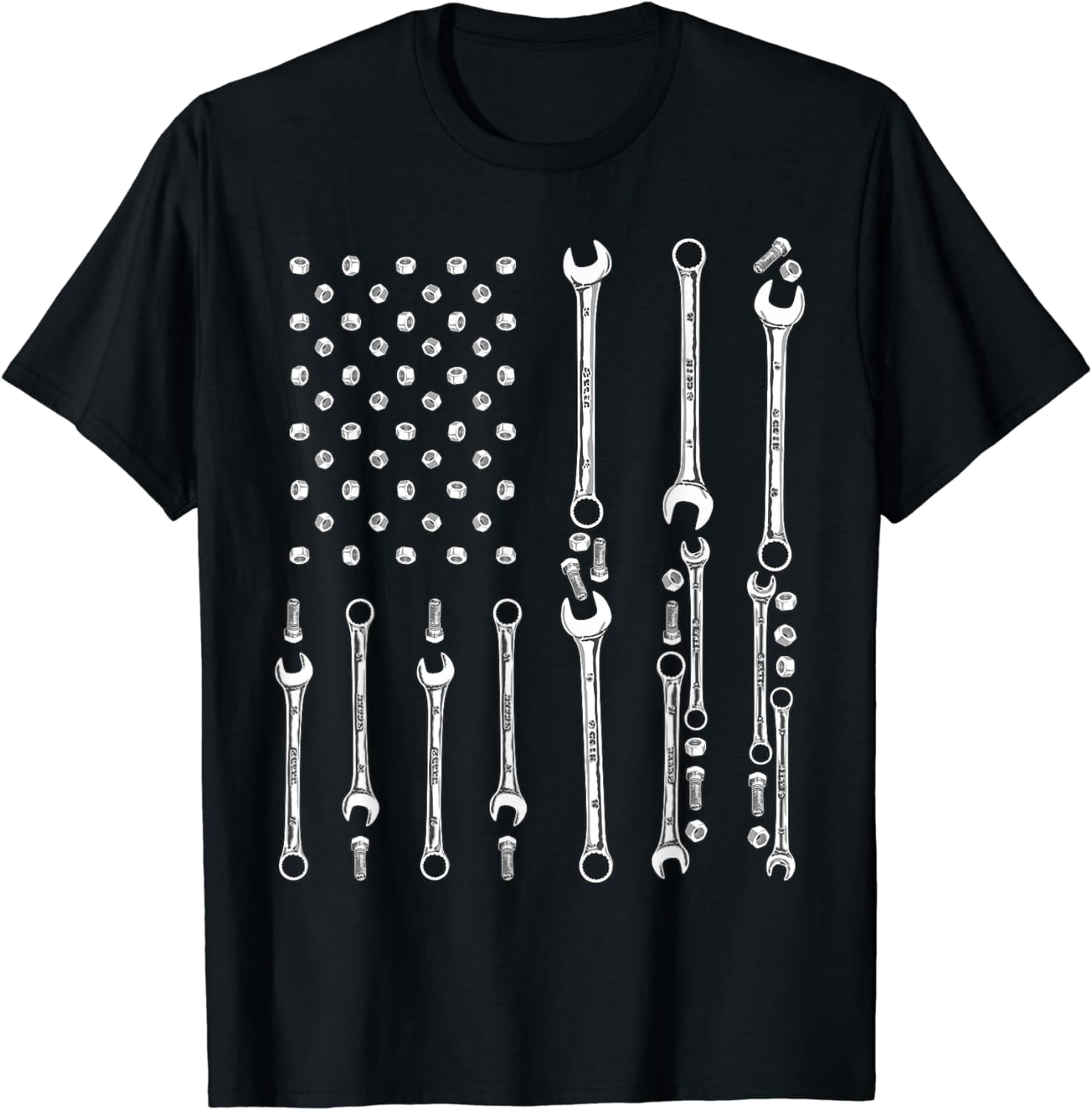 Patriotic Mechanic Tools Independence Day USA Flag For Men T-Shirt ...