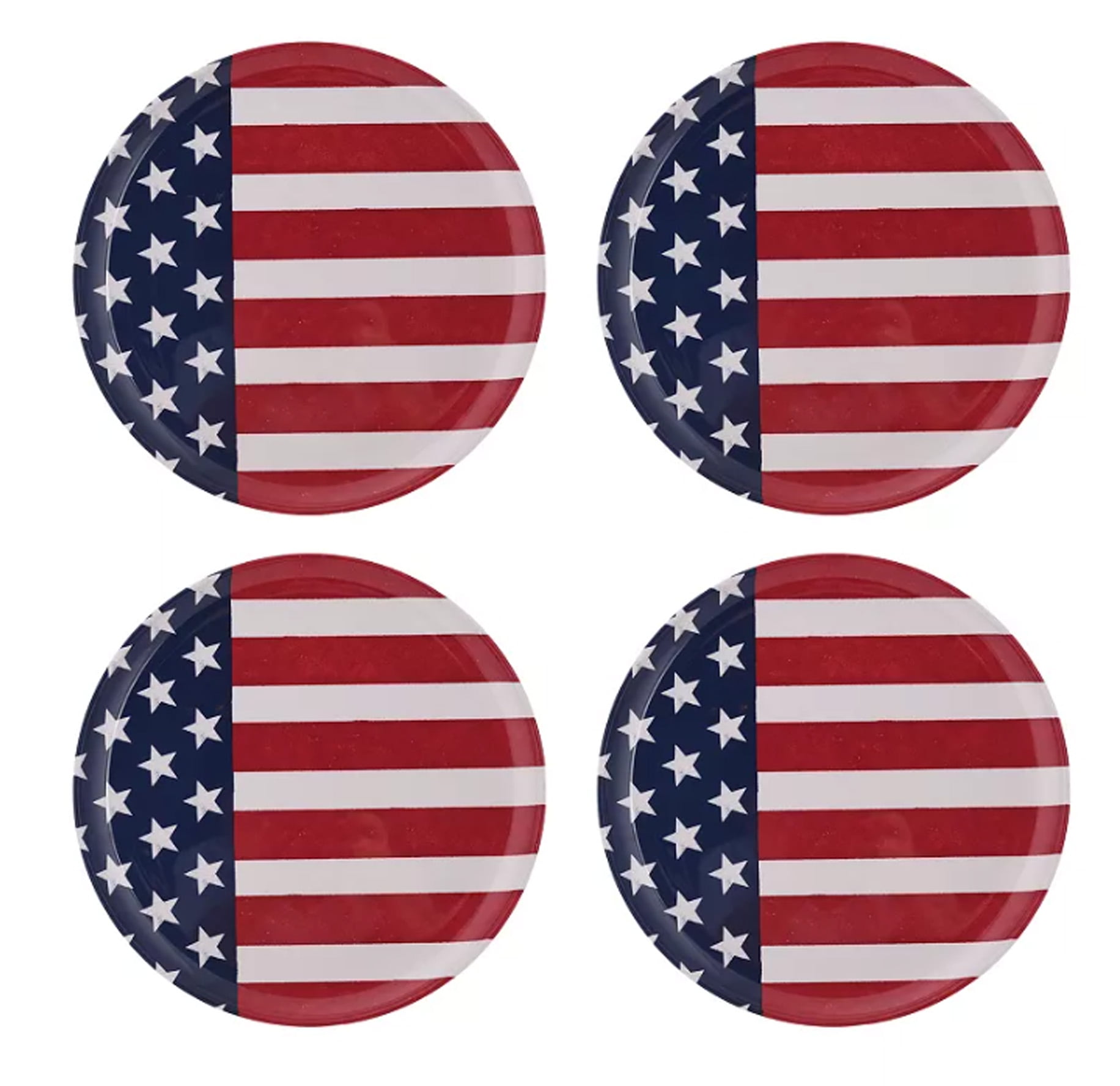 Patriotic Melamine Flag Dinner Plates, Set of 4, Round 11 inch ...