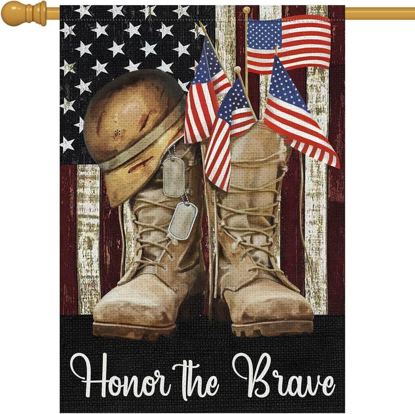 Patriotic Memorial Day Boots Garden Flag 28x40 Double Sided Vertical ...