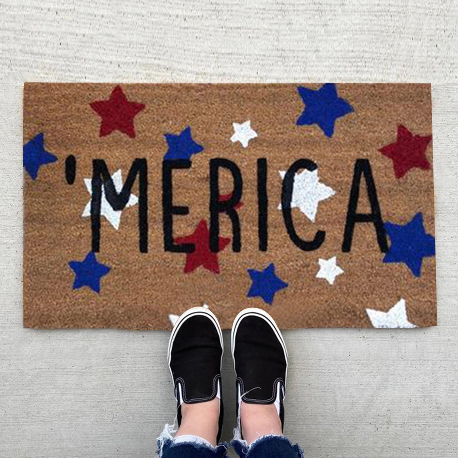 Patriotic Memorial Day Door Mat Merica Red, White and Blue Stars Door ...