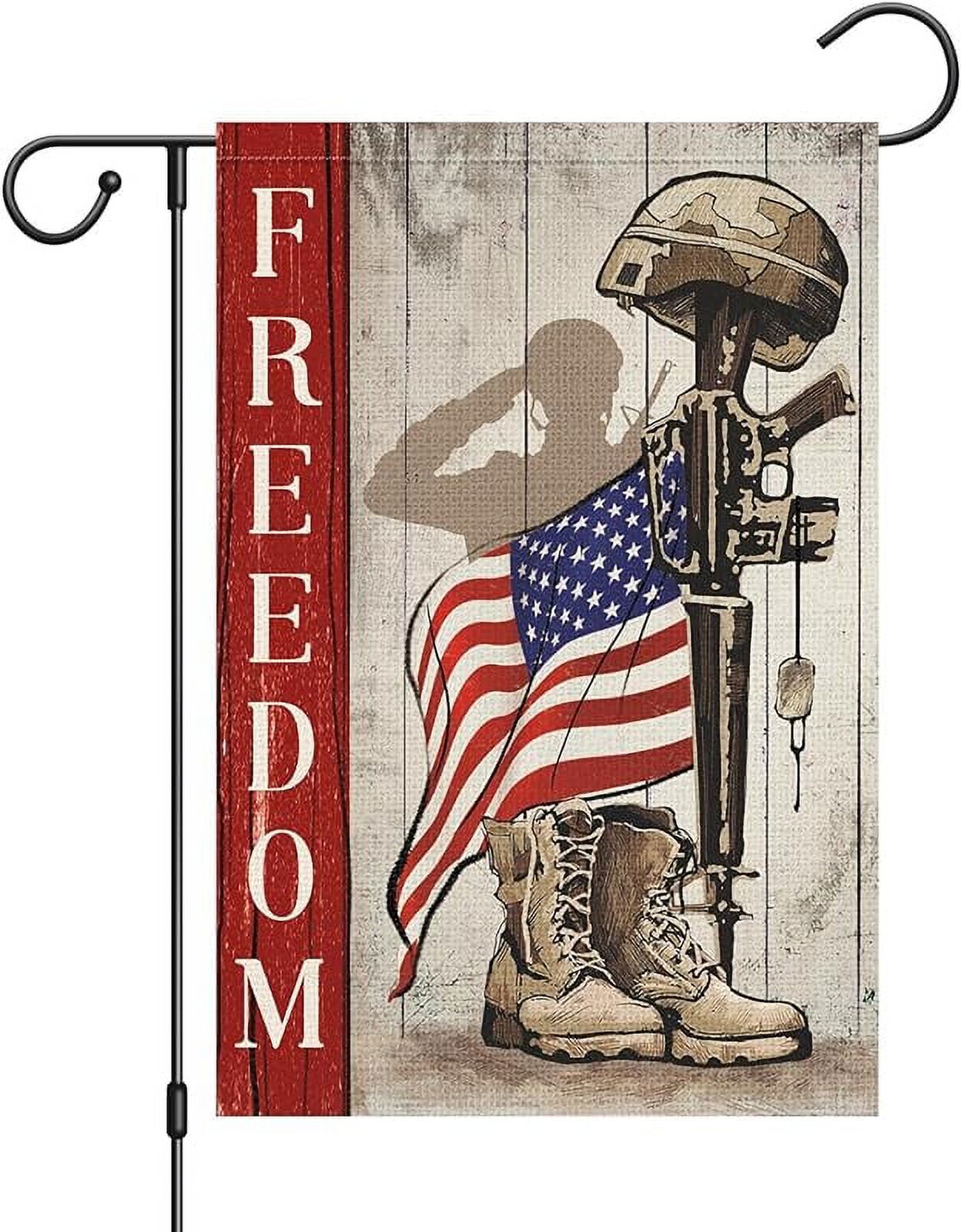 Patriotic Memorial Day Garden Flag 12x18 Double Sided, Small Burlap ...