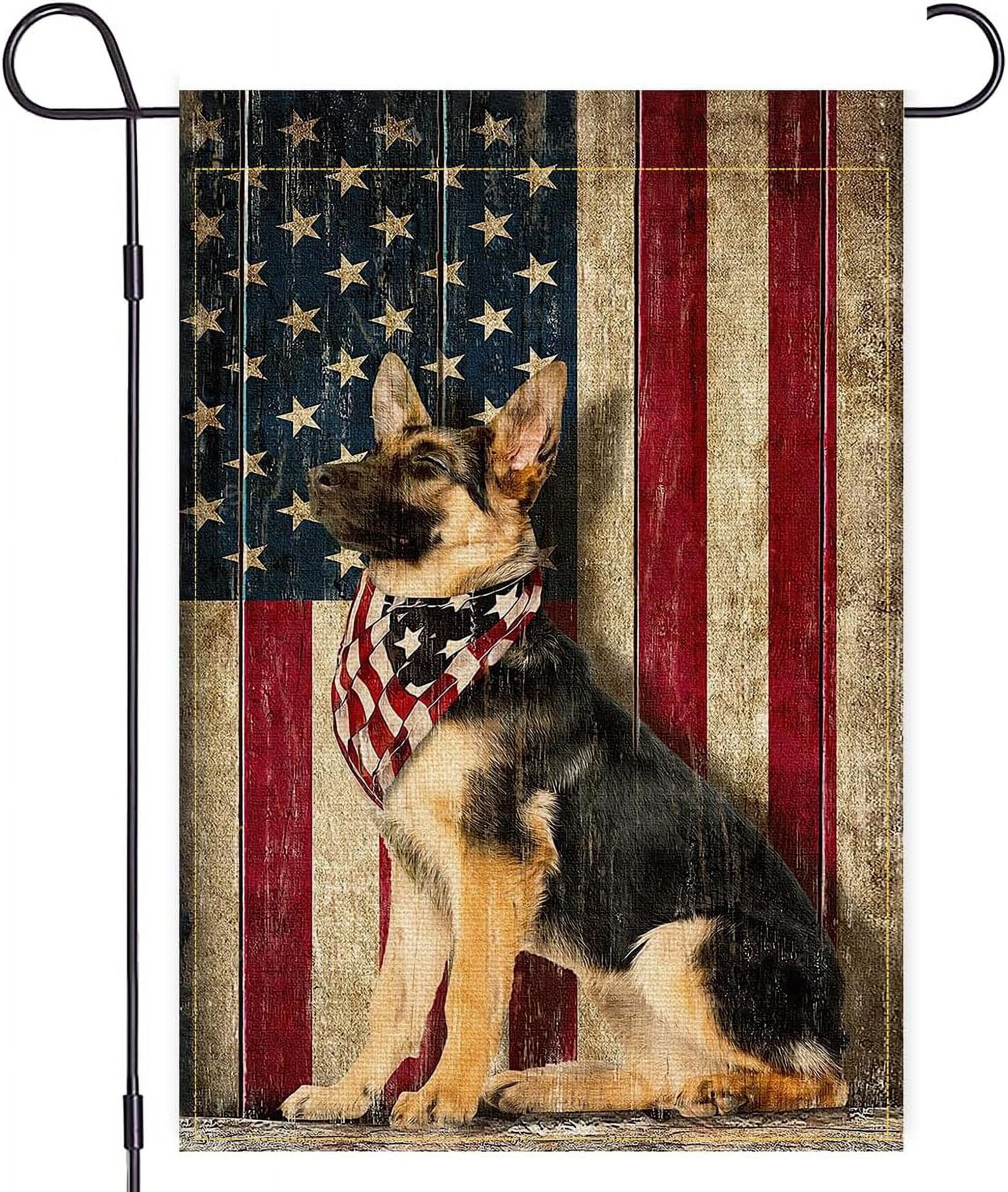 Patriotic Memorial Day Garden Flag 4th of July Golden Retriever Dogs ...