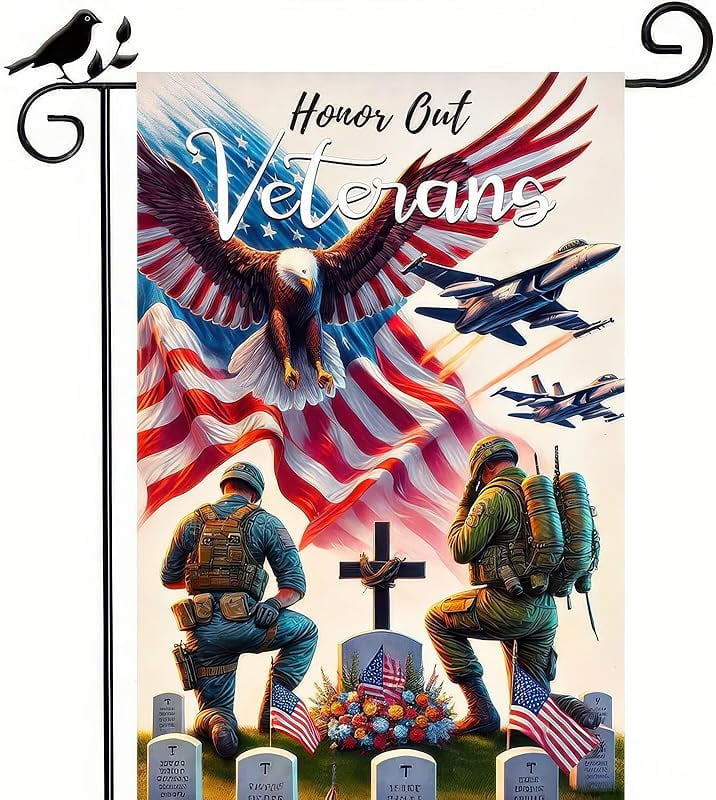 Patriotic Memorial Day USA Honor Our Veterans Garden Flag 12x18 Inch ...