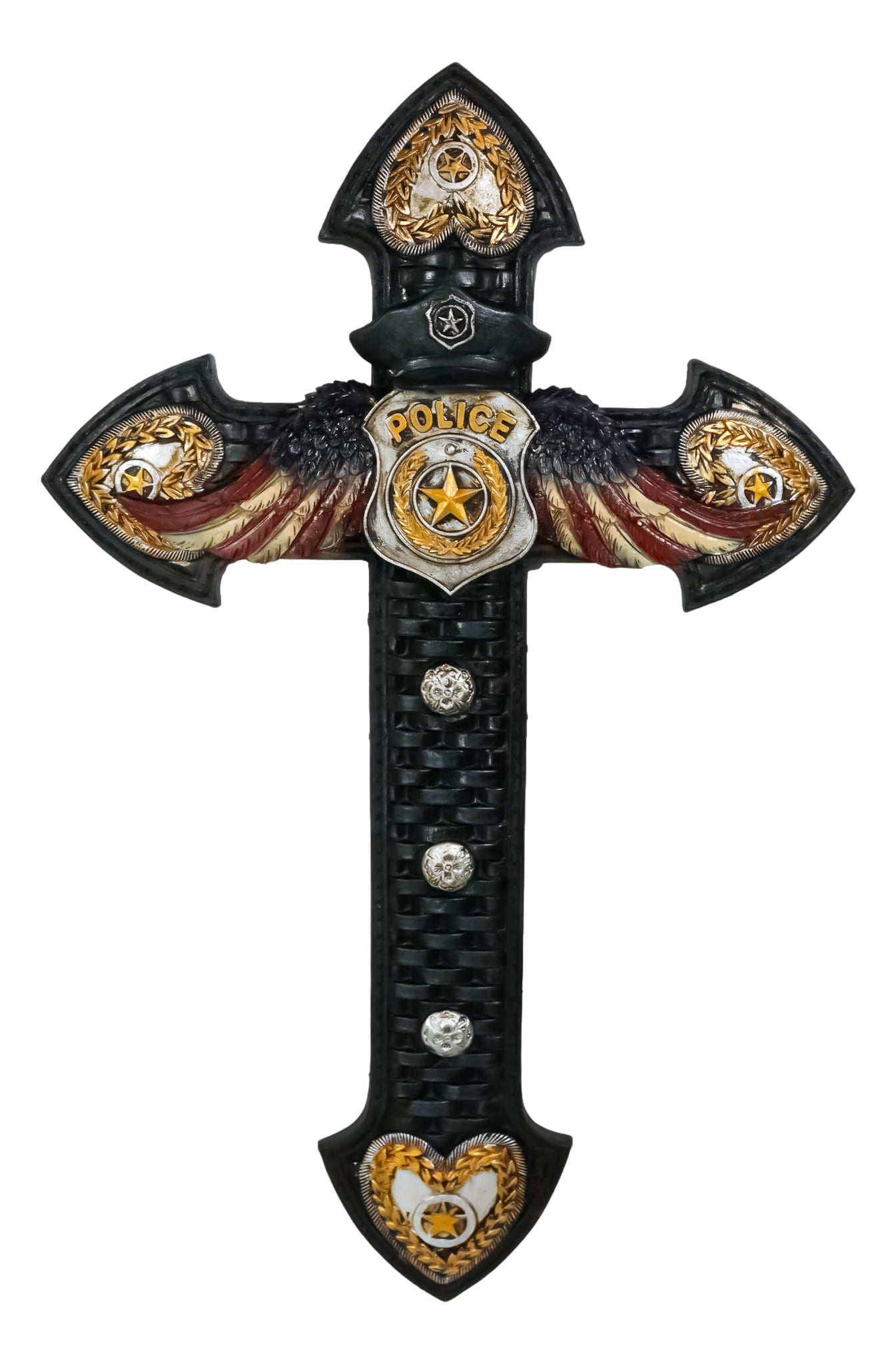 Patriotic Men In Blue Police Officer Badge With USA Flag Eagle Wings ...